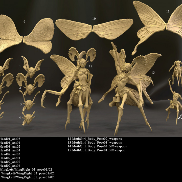 3D Printable Moth Girl by Mini Monster Mayhem