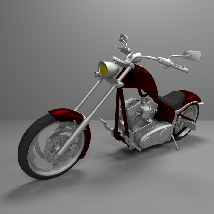 3D Printable Chopper Motorcycle 3D Model For Print by demis sarda