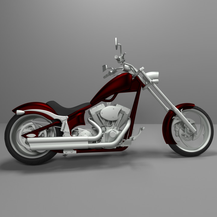 3D Printable Chopper Motorcycle 3D Model For Print by demis sarda