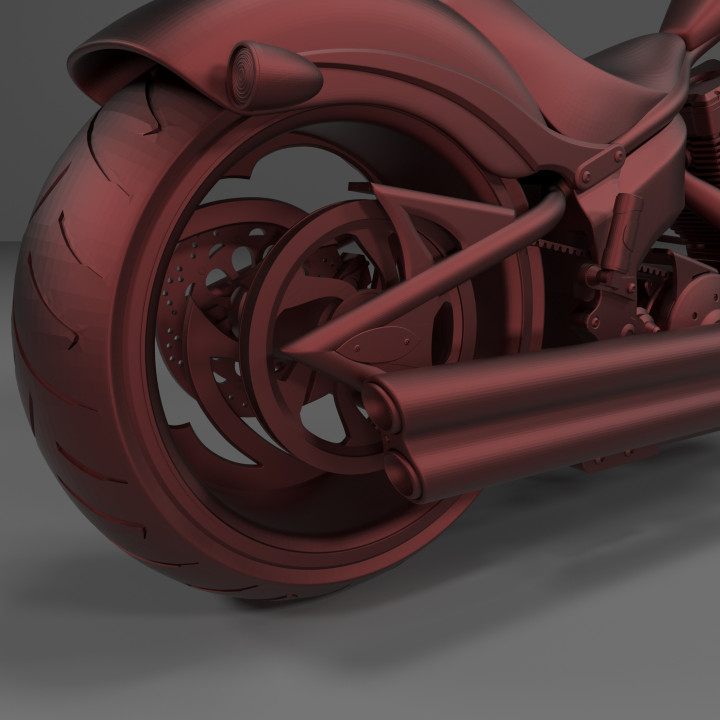 3D Printable Chopper Motorcycle 3D Model For Print by demis sarda