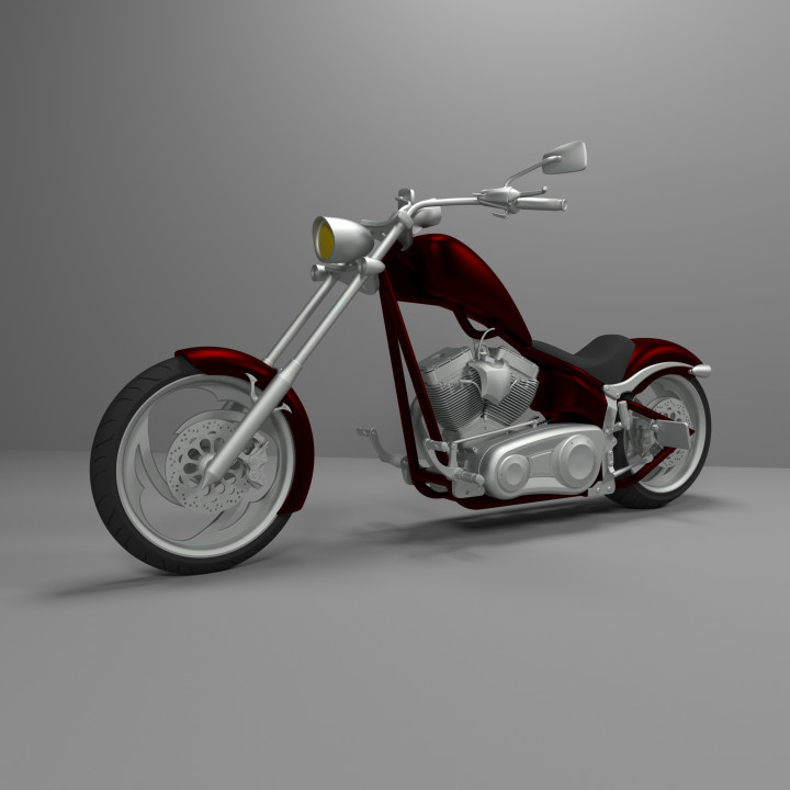 3D Printable Chopper Motorcycle 3D Model For Print by demis sarda