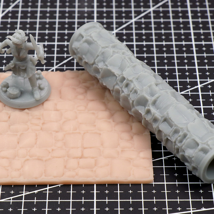 3D Printable Stone Wall Texture Roller by Deland Craven