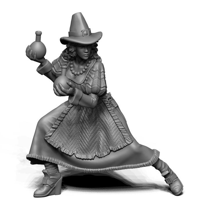 3D Printable Belle Witch - Cursed Hexer by Gangfight Games