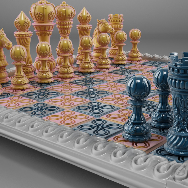 3D Printable Chess double set by Crosslances