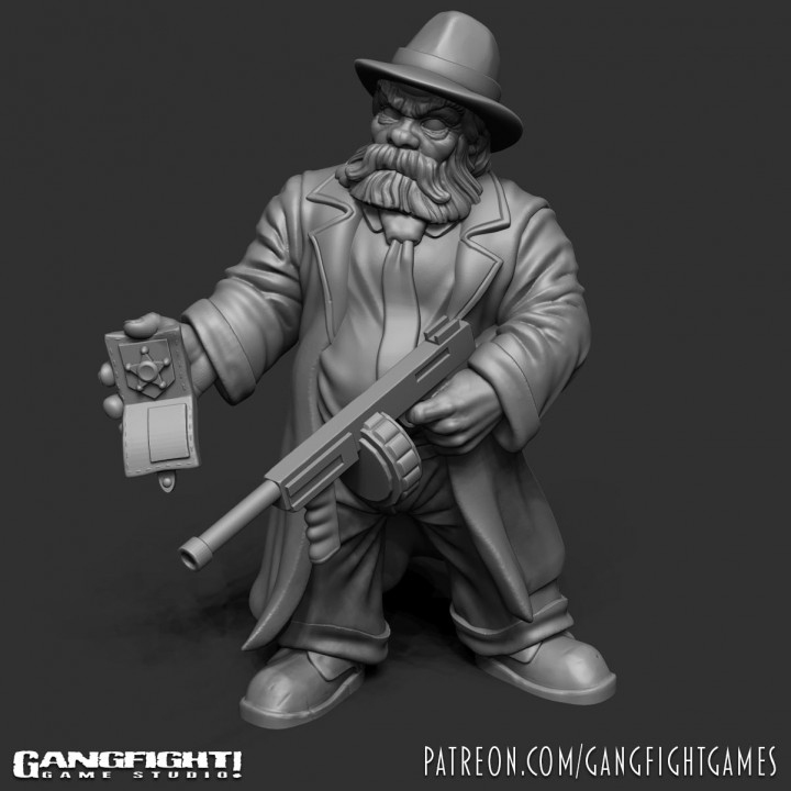 3D Printable O'Malley - Dwarf Detective by Gangfight Games