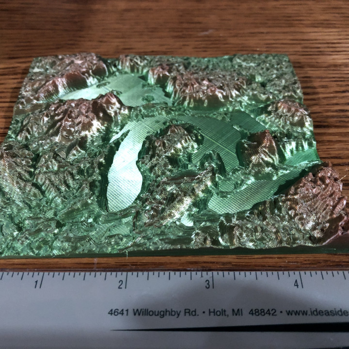 3D Printable Michigan Terrain/Relief Map by Aidan Anthony