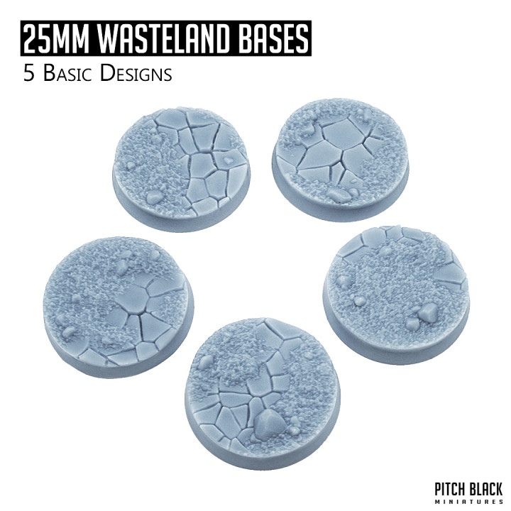 3D Printable 25mm Wasteland Bases - Basic by Pitch Black Miniatures