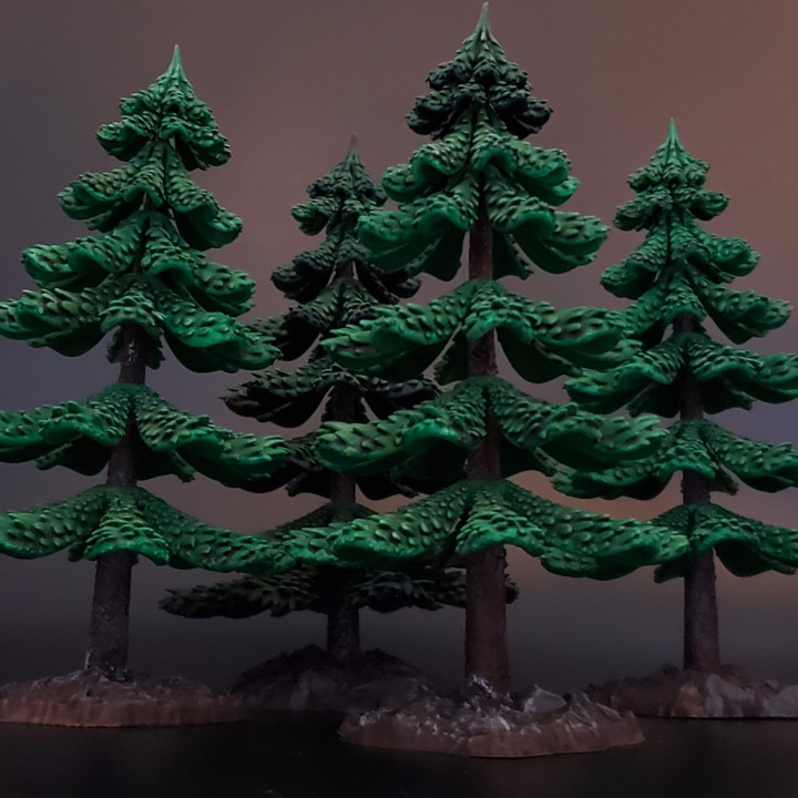3D Printable Pine Trees by Geektopia Games