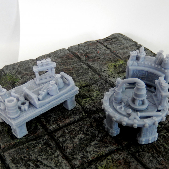 3D Printable Alchemy tables and lab equipment (mad alchemist laboratory ...