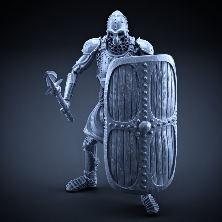 3D Printable Skeleton - Heavy Infantry - Spear + Square Shield - Idle ...