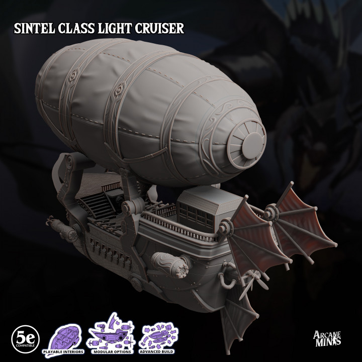 3D Printable Airship - Sintel Class Light Cruiser by Sordane Publishing
