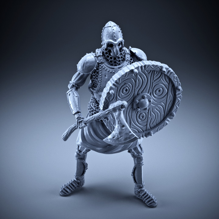 3D Printable Skeleton - Heavy Infantry - Axe + Round Shield - Defensive ...