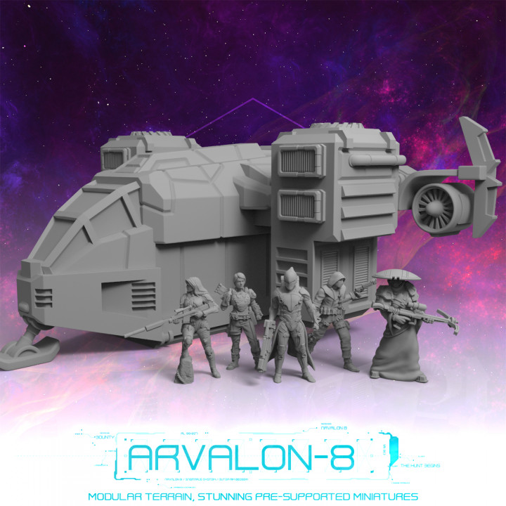3D Printable Arvalon-8 Zimeons' Crew and the Mako V2 by RMPrintable