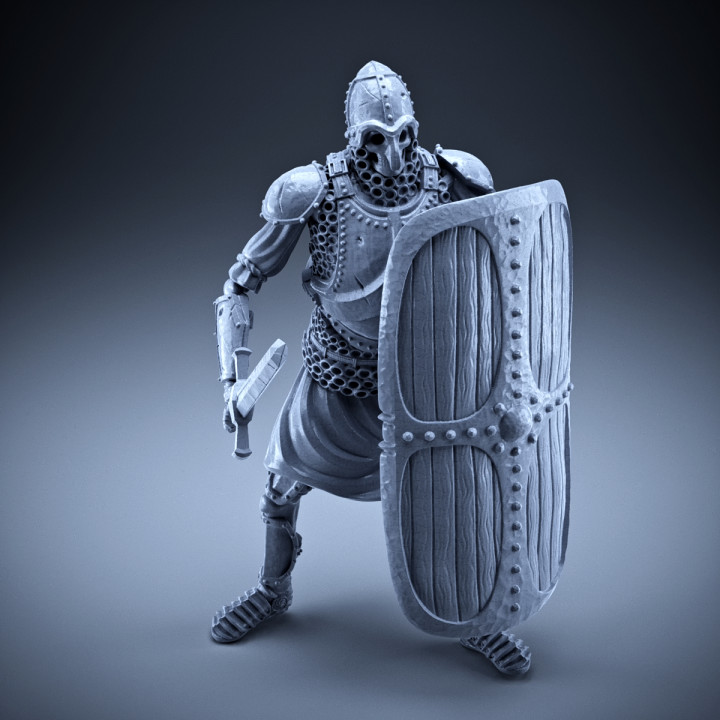 3D Printable Skeleton - Heavy Infantry - Sword + Square Shield - Idle ...