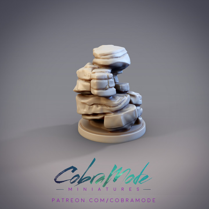 3D Printable Stacked Rock Base (25.4mm) by CobraMode