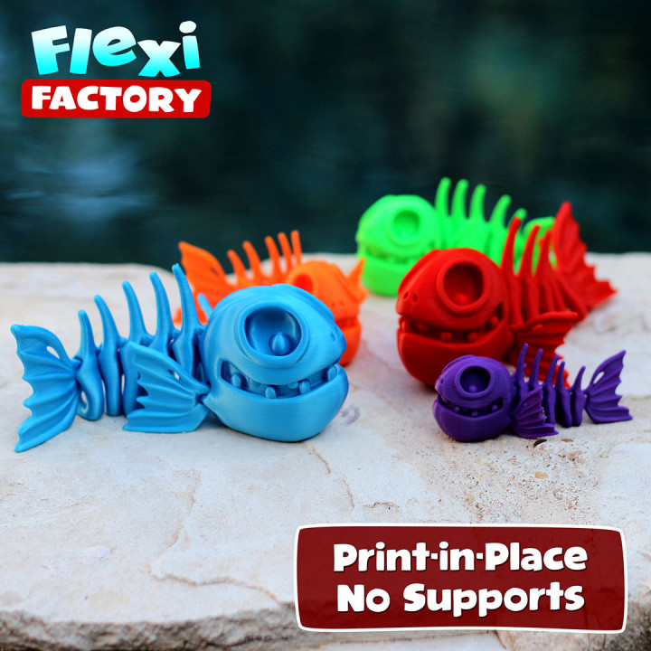 3D Printable FLEXI PRINT-IN-PLACE FISH by Flexi Factory