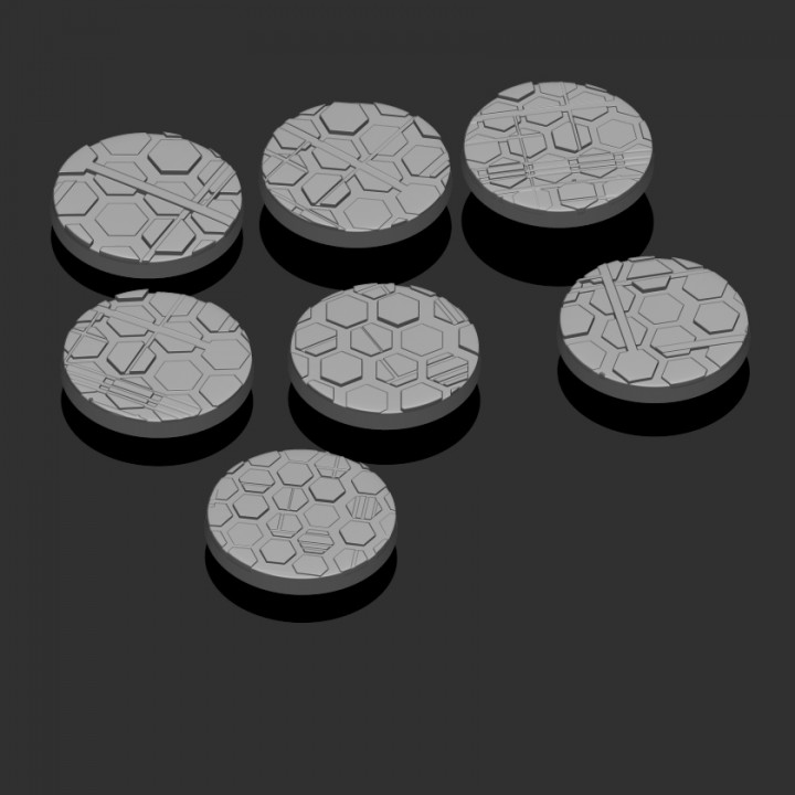 3D Printable Sci-Fi Hexfloor Bases - 25mm by Paint Eater Minis