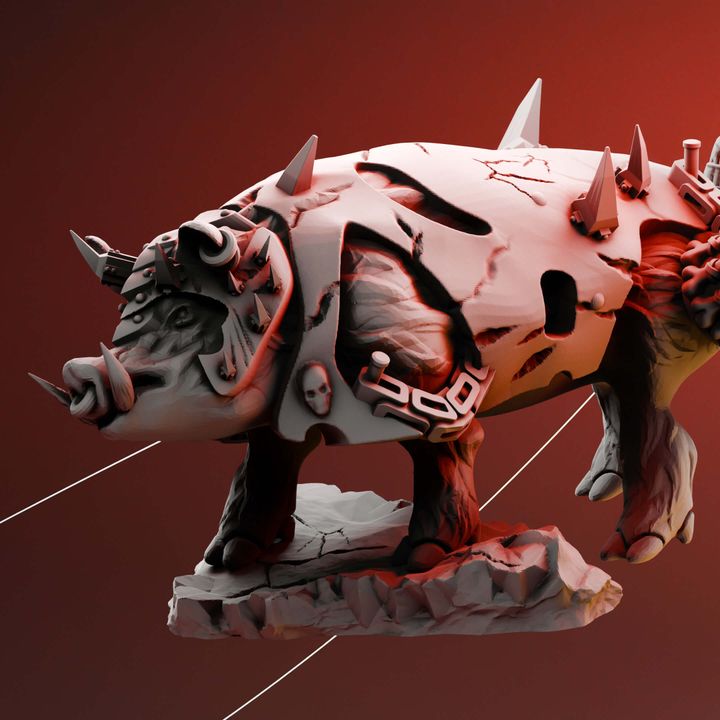 3D Printable Orc war boss riding a war boar - fantasy tabletop ...