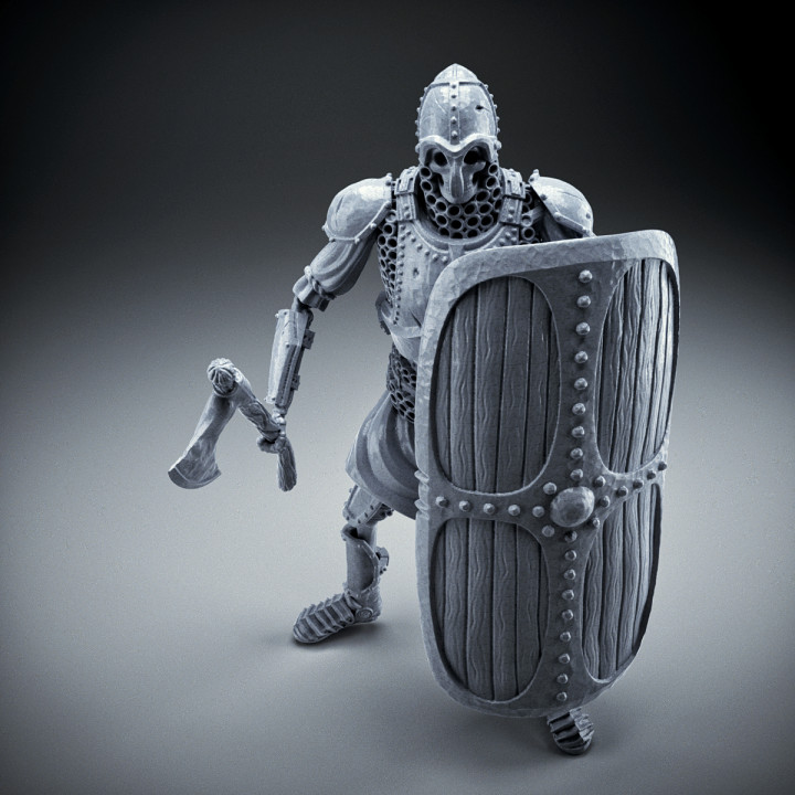 3D Printable Skeleton - Heavy Infantry - Axe + Square Shield - Idle ...
