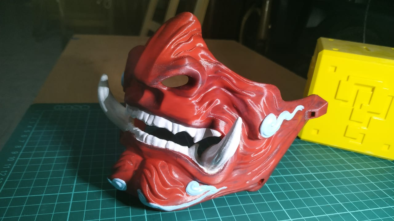 3D Printable Samurai Mask Model 2 by Todor Kolev