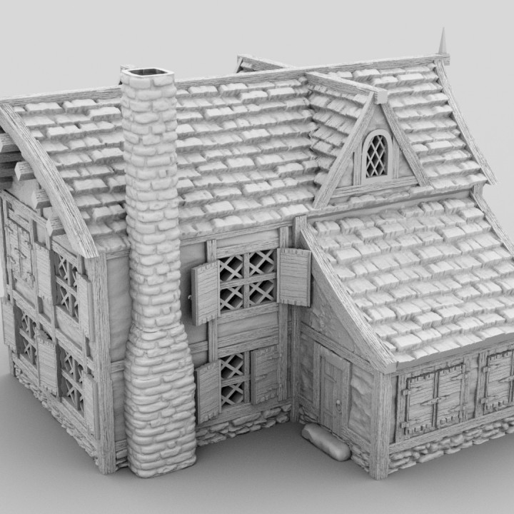 3D Printable Medieval Coaching Inn by Black Magic Pixels