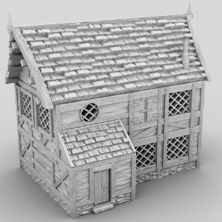 3D Printable Medieval Coaching Inn by Black Magic Pixels