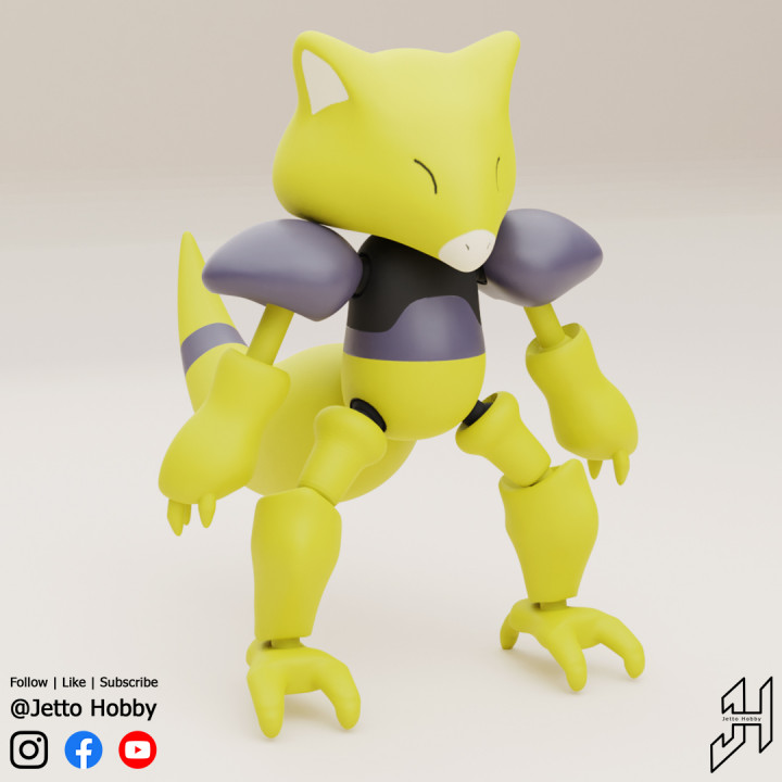 3D Printable Abra (1/10 Scale Articulated Pokemon) by JettoHobby