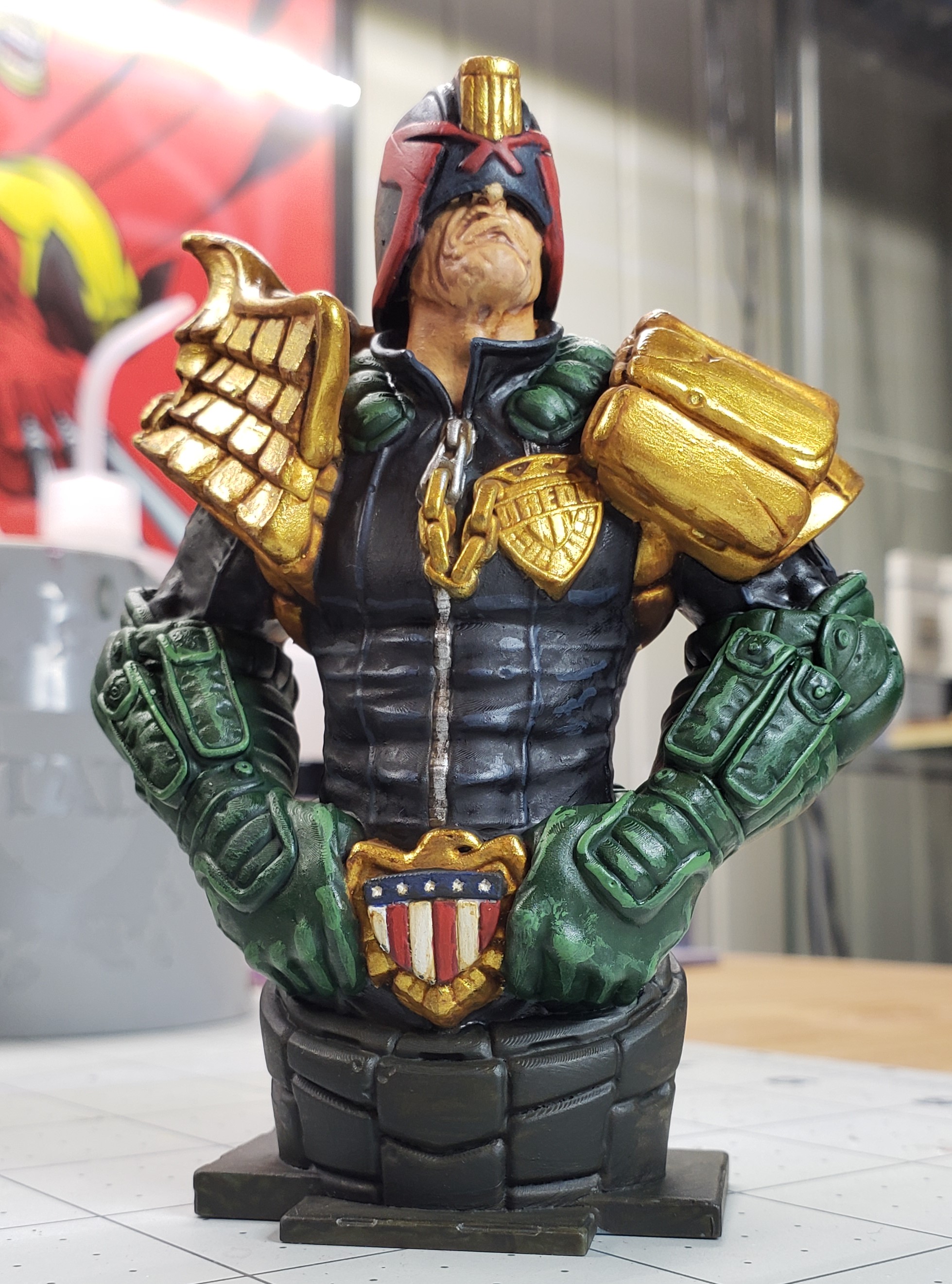 3D Printable Judge Dredd bust (fan art) by Eastman
