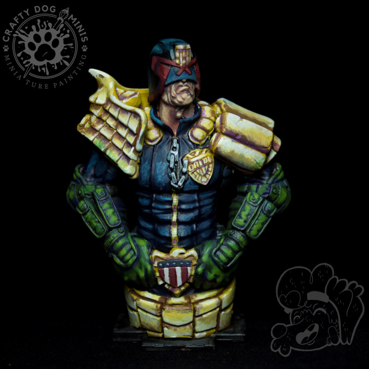 3D Print of Judge Dredd bust (fan art) by CraftyDogminis
