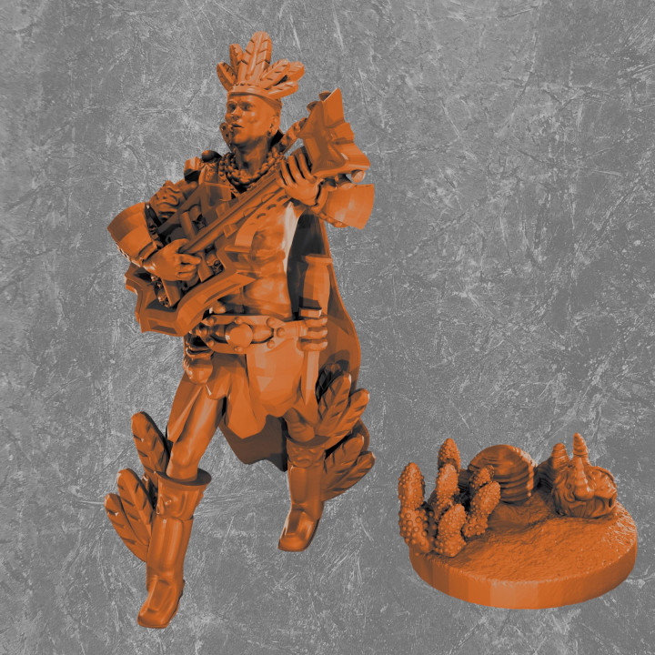 3D Printable Aztec warriors and bard miniatures by Lex Addams