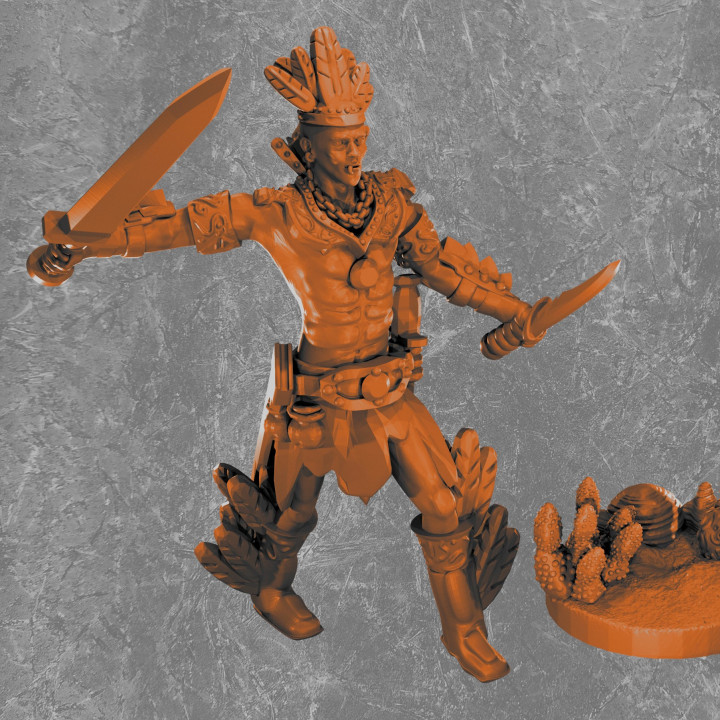 3D Printable Aztec warriors and bard miniatures by Lex Addams