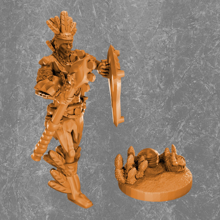 3D Printable Aztec warriors and bard miniatures by Lex Addams
