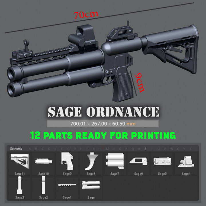 3D Printable SAGE ORDNANCE DEUCE GUN by 3DpropsDesigns
