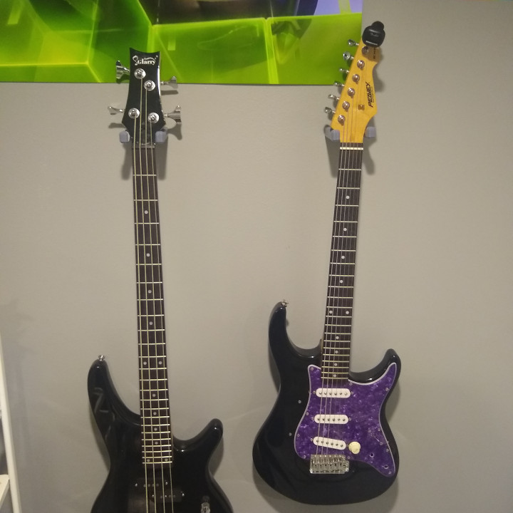3D Printable Guitar Wall Mount Holder by Devan Metz