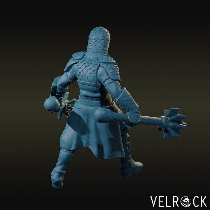 3D Printable Town Guard with Maces by Velrock Art Miniatures