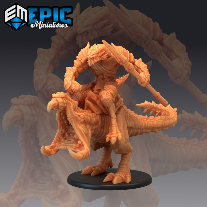 3D Printable Dragonborn Spear Rider / Half Dragon Cavalry / Lizardfolk ...