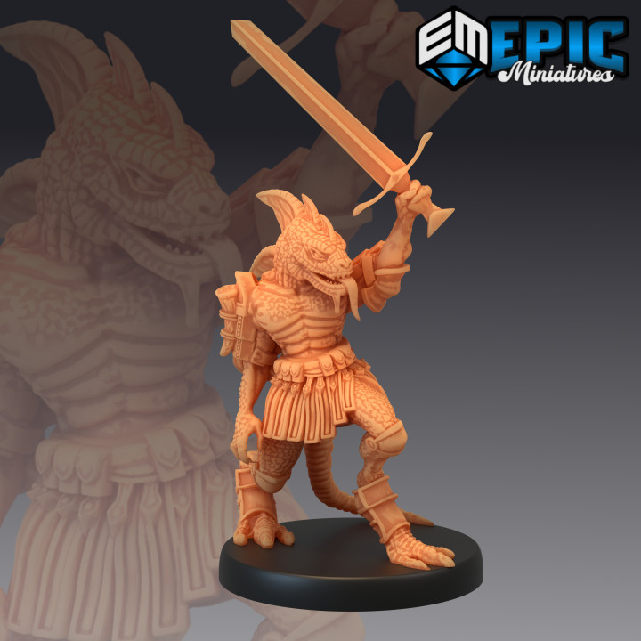 3D Printable Lizardfolk Sword Warrior / Reptile Soldier by Epic-Miniatures