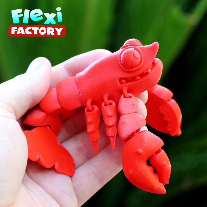 3D Printable CUTE FLEXI PRINT-IN-PLACE Lobster by Flexi Factory