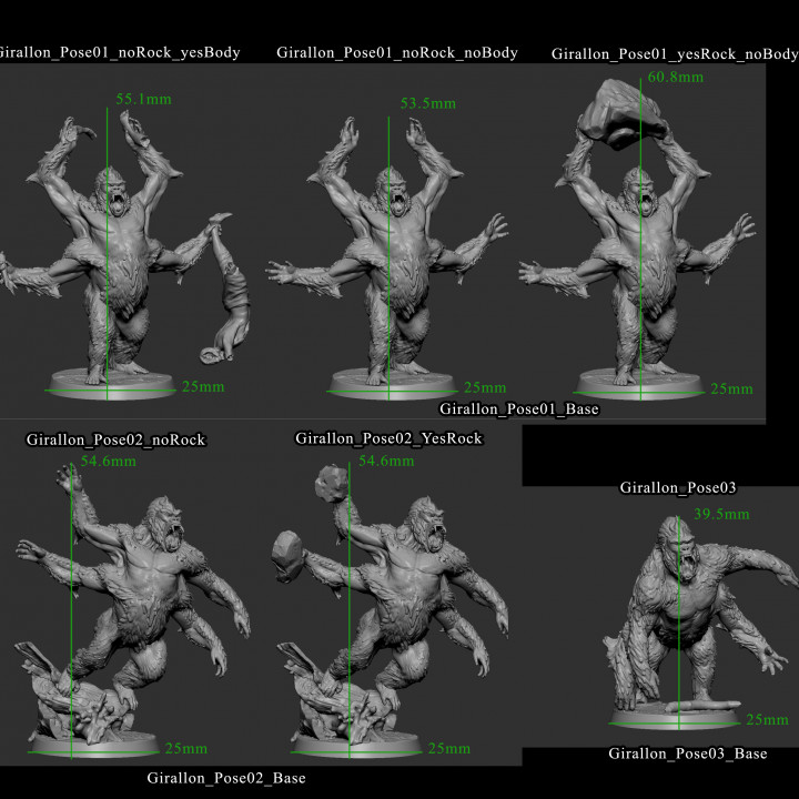 3D Printable Girallon Attack pose #1 by Mini Monster Mayhem