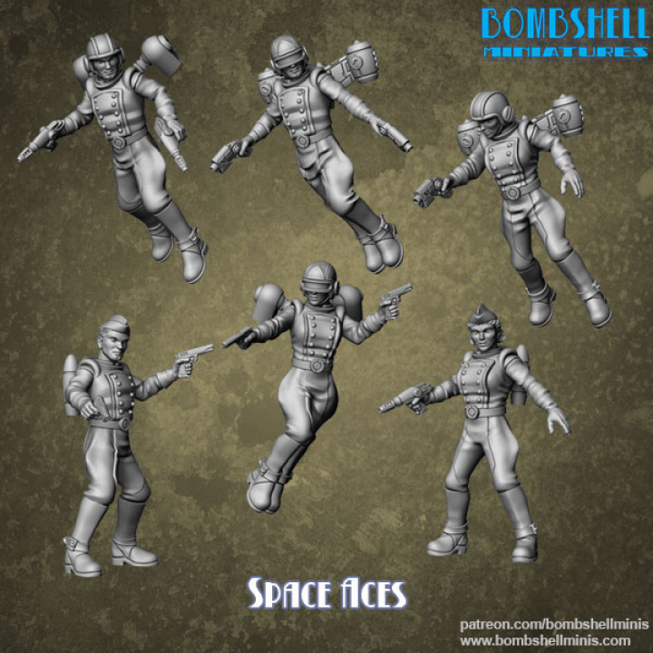3D Printable Space Aces by Bombshell Miniatures