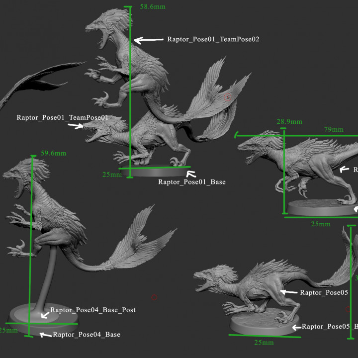 3D Printable Feathered Raptor (running attack pose) by Mini Monster Mayhem
