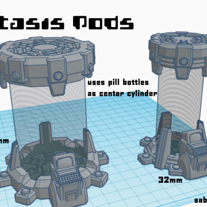 3D Printable Pill Bottle Stasis Pods by brander roullett
