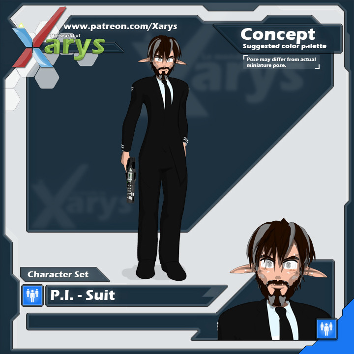 3D Printable P.I. - Suit by Xarys Games