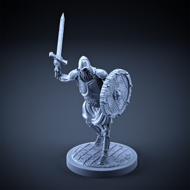 3D Printable Skeleton - Heavy Infantry - Sword + Round Shield ...