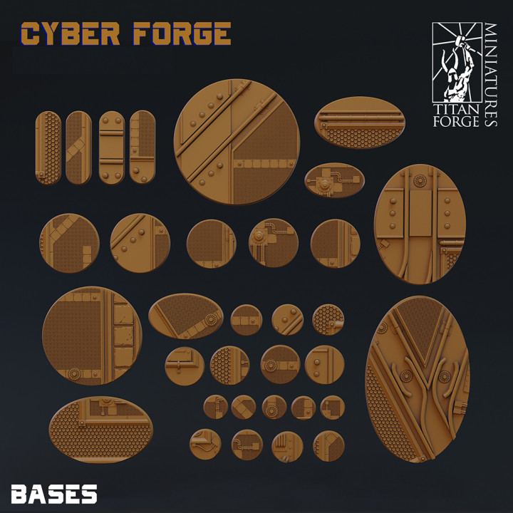 3D Printable CyberForge Bases Set 1 by Titan Forge Miniatures
