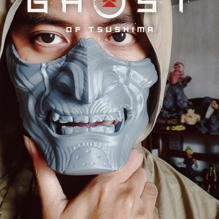 3D Print of Oni Samurai Ghost Mask - Ghost of Tsushima - Cosplay Helmet ...