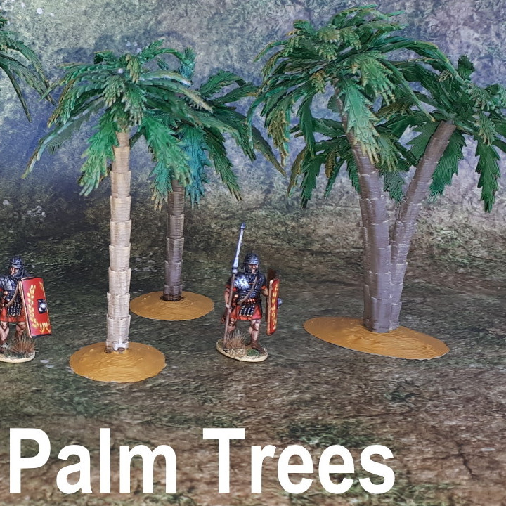 3D Printable 28mm Modular Palm Trees - Pack A by Michel Harlange
