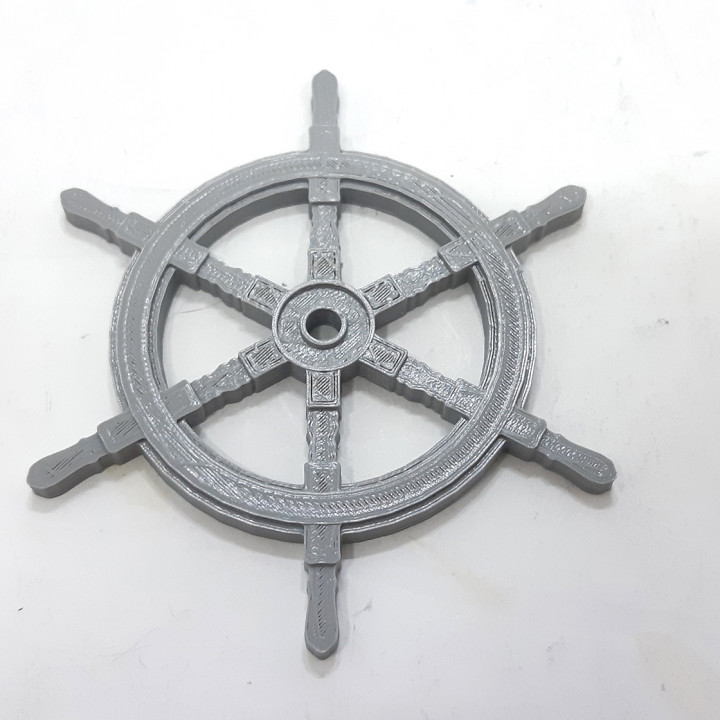 3D Printable Pirate Ship Wheel Coaster by Mike S
