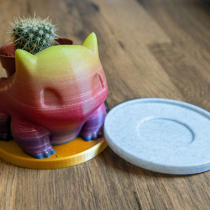 3D Printable Small Saucer (Bulbasaur Planter Plate) by Allie Katz