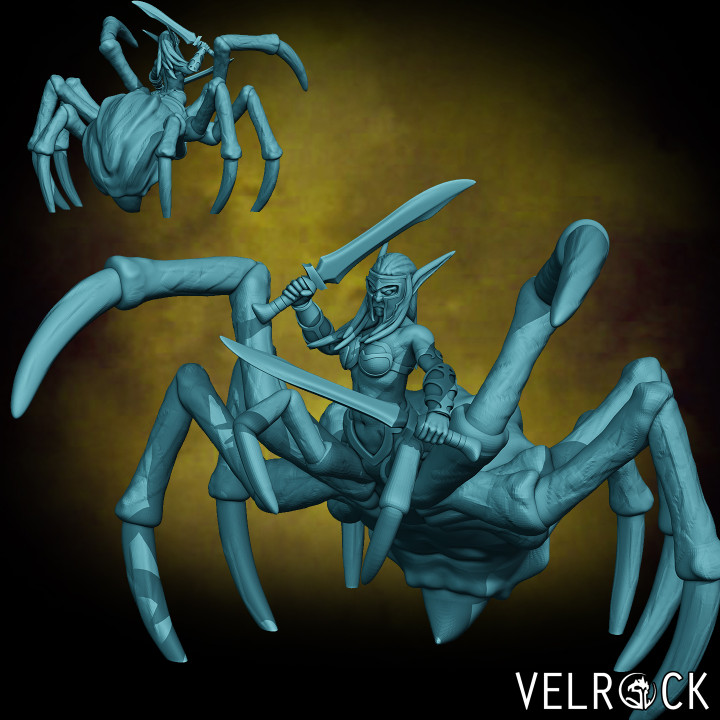 3D Printable Arachnid Elf with Swords, Polearm, and Longbow by Velrock ...